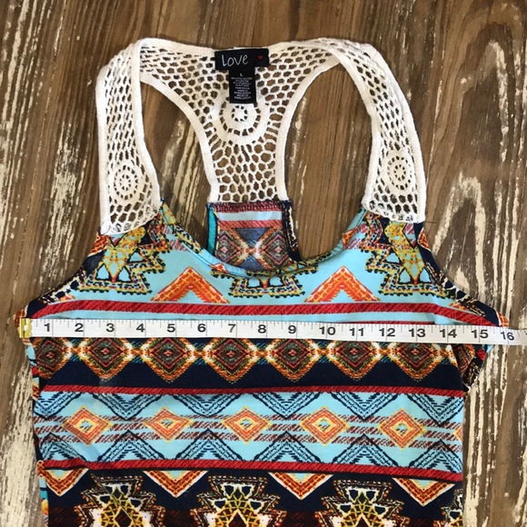 Love | Dresses | Love Aztec Print Crochet Top Maxi Racerback Dress ...